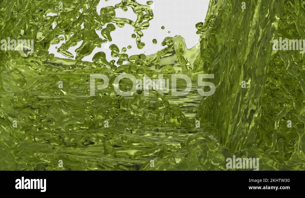 Animated side view of great amount of pouring diesel fuel filling tank ...