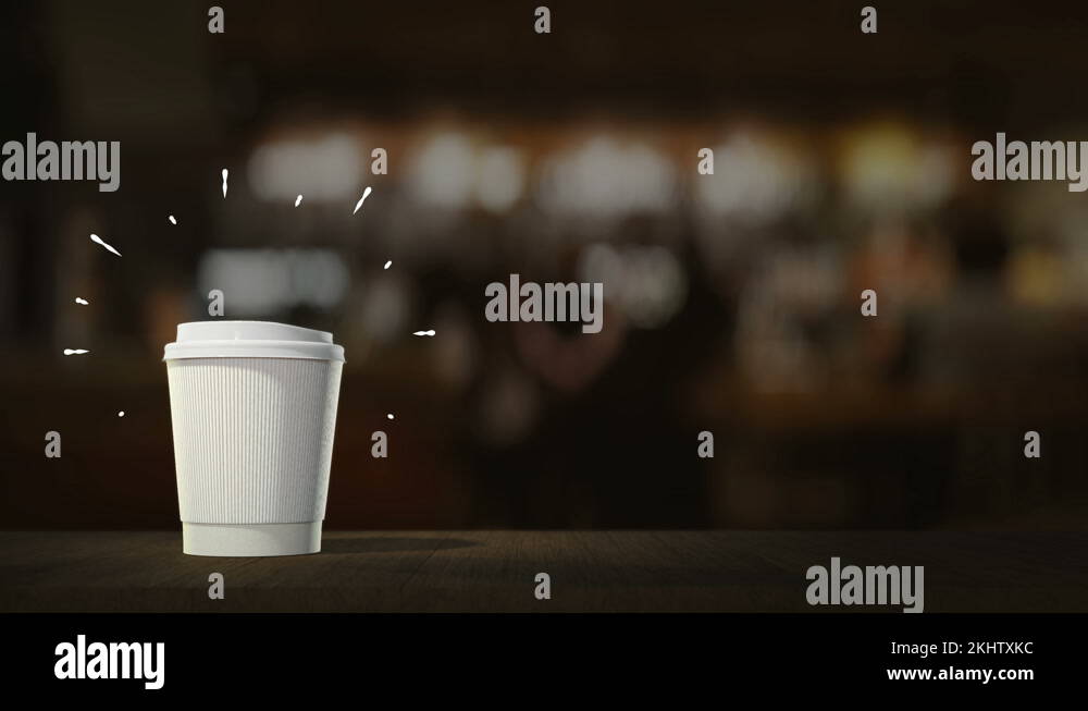 White coffee cup with coffee and cocktails appear in infinite loop, on ...