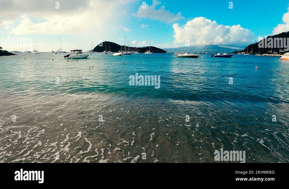 Harbour of a tropical island in a front view Stock Video Footage - Alamy