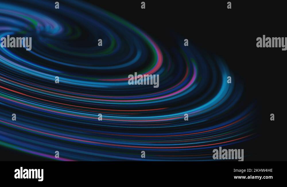 Neon field flow. Glowing red and blue lines and light particles. Swirls ...