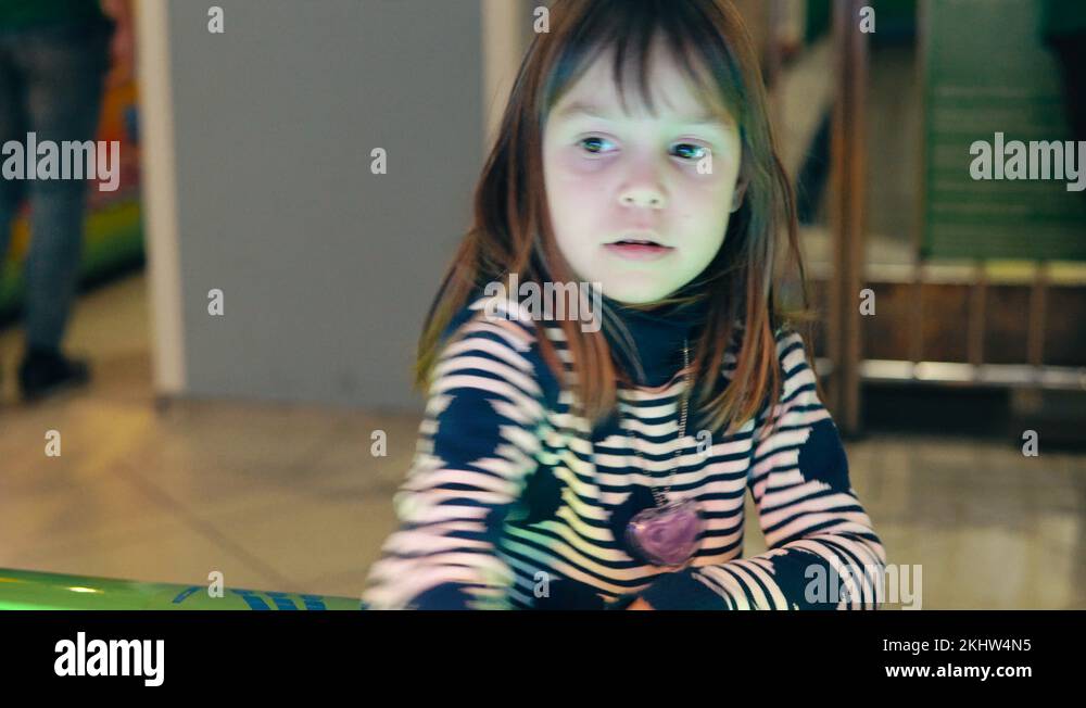 Little girl on the children play room in shopping mall Stock Video ...