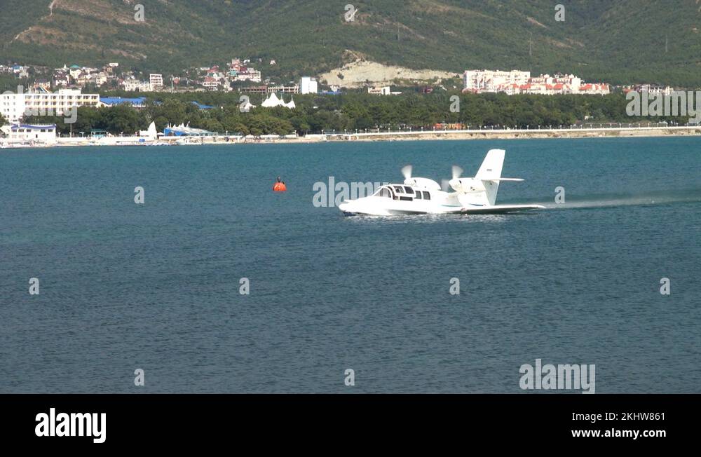 Russian Beriev Be-103 light amphibious aircraft floats in sea like boat ...