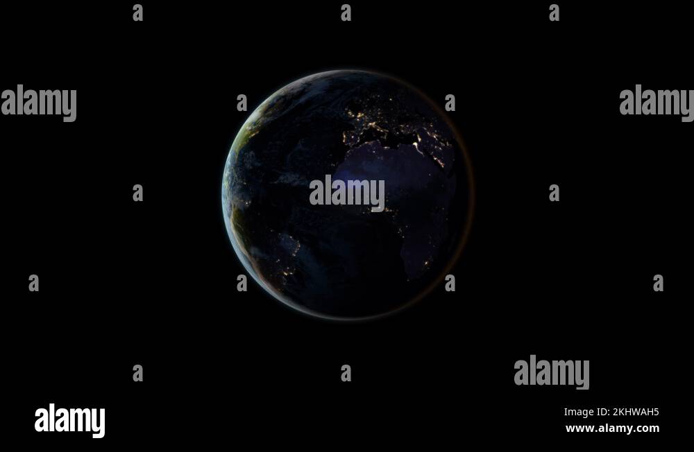 Planet Earth at night (Black Marble), full rotation on a black ...