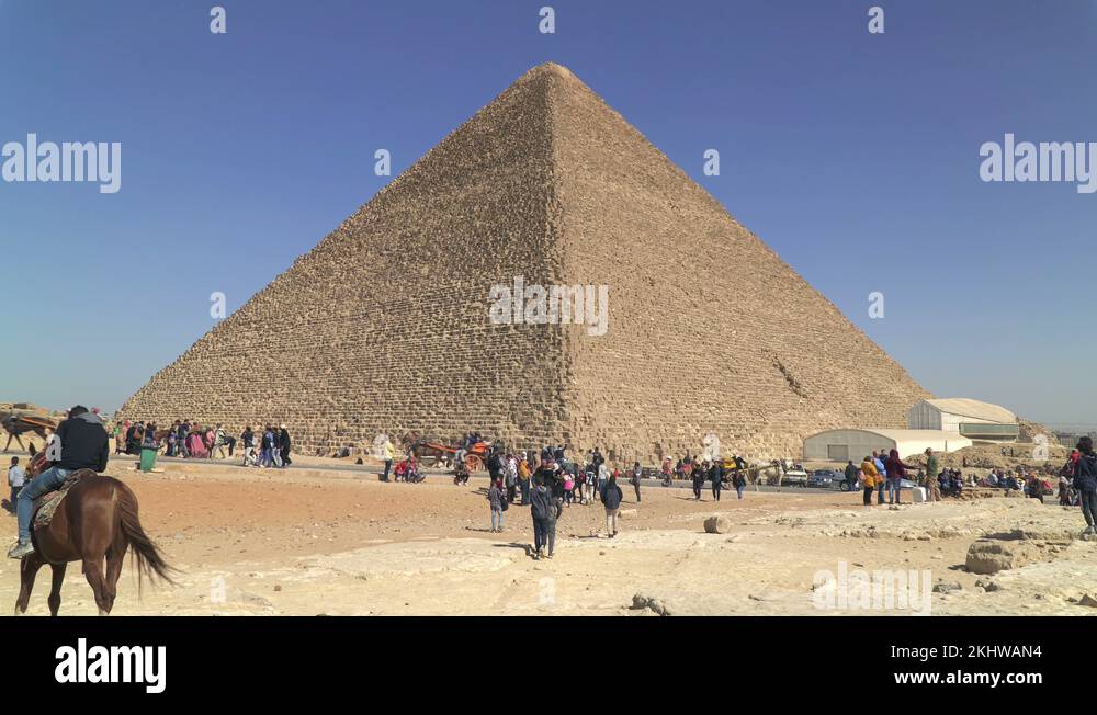 People visit the Great Pyramid of Giza also known as Pyramid of Khufu ...