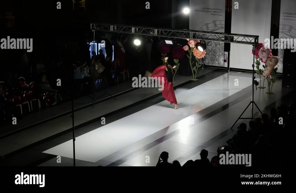 Posing beauty ballerina dancing podium closeup gymnastic girl on ...