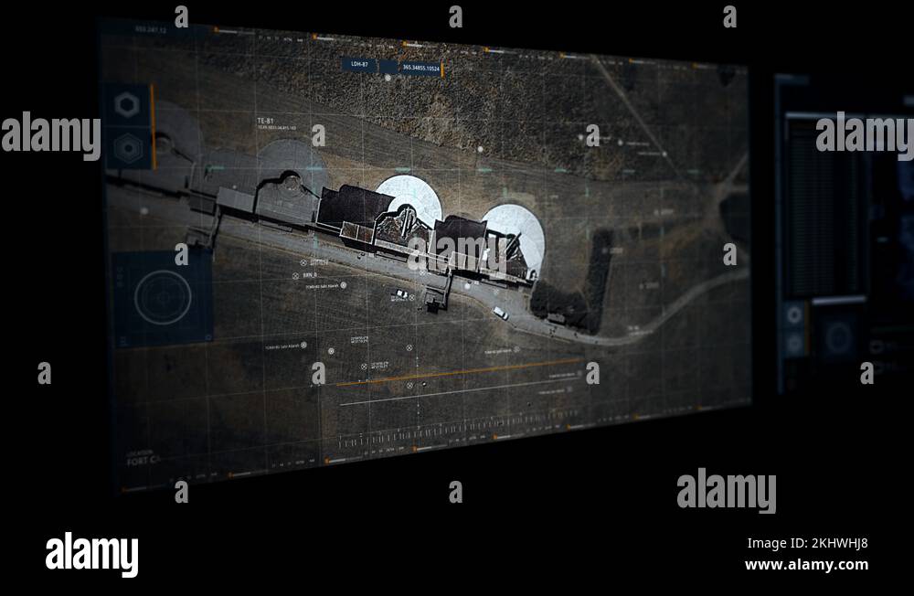 Modern Technology of Map Scanning by Satellite Spy Camera. Fort Casey ...