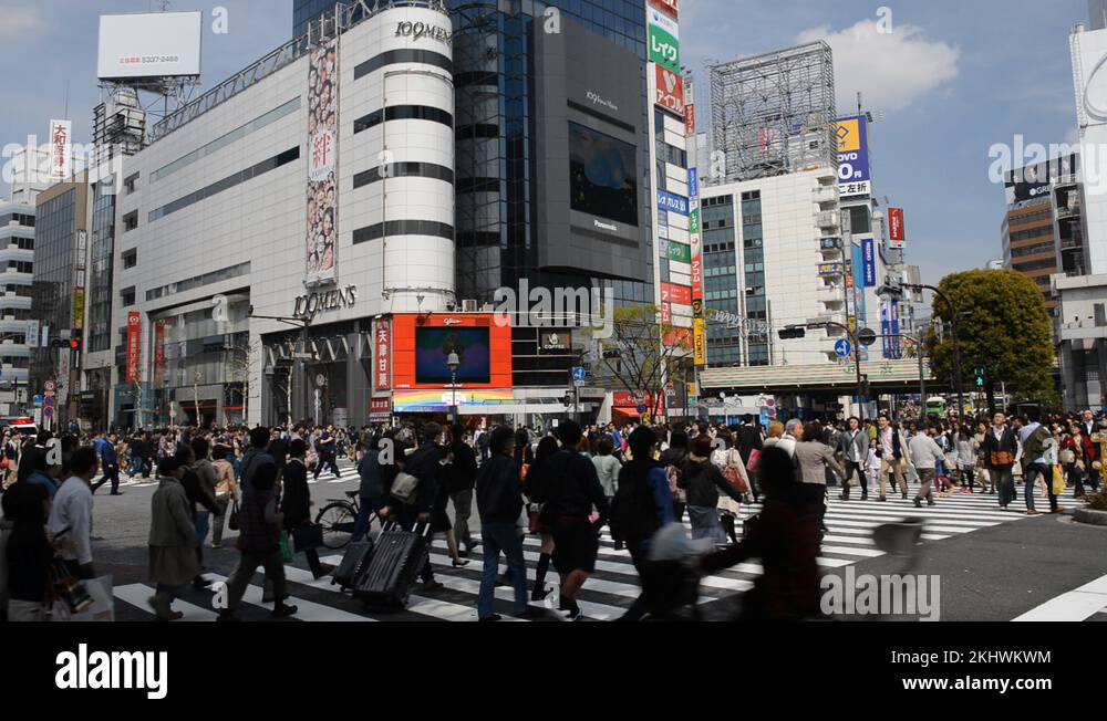 Crowded Area Shopping Street Shibuya Tokyo Skyline People Crossing ...