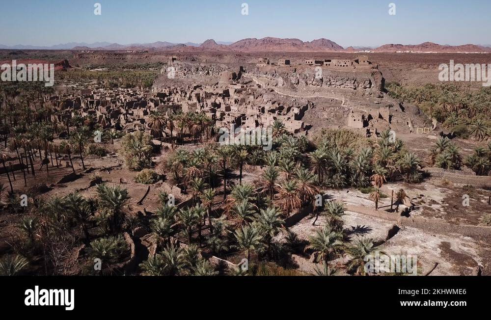 Saudi Arabia history and ancient architecture, aerial view of ruins ...