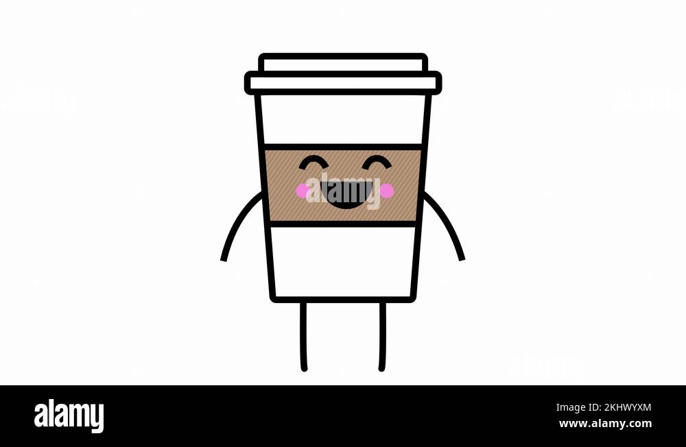 Cartoon cup coffee smiling happy Stock Videos & Footage - HD and 4K ...