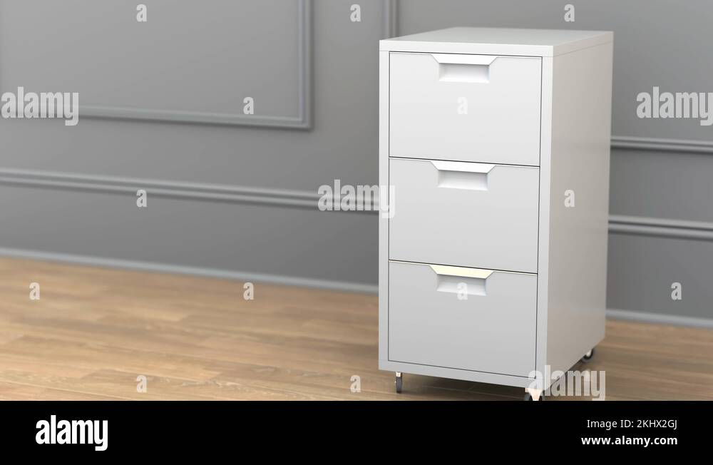 File with a safety report in the office file cabinet. 3D animation ...