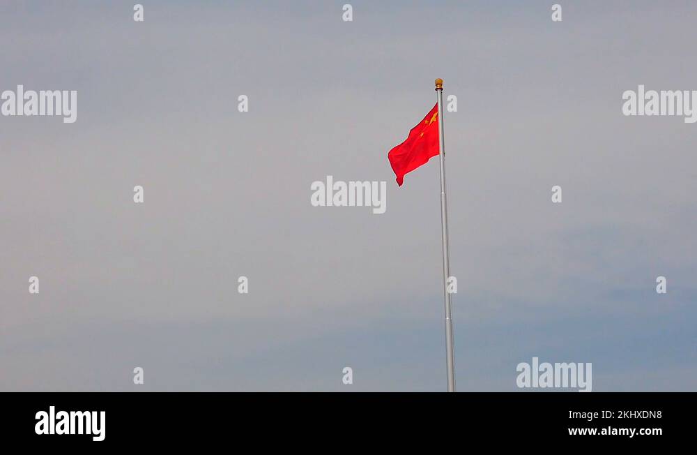 Chinese flag waving in wind, China Flag Looping, China EU Asian country ...