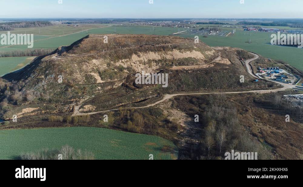 Methane extraction from garbage, landfill, view from the height of the ...