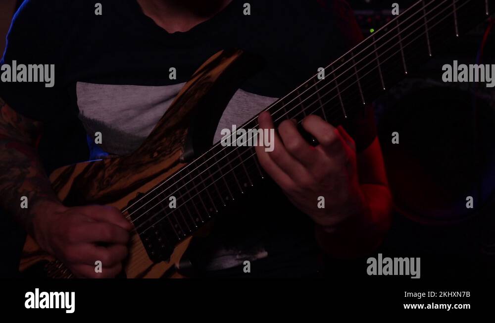 Young guitarist playing fusion, rock, metal and jazz by beautiful eight ...