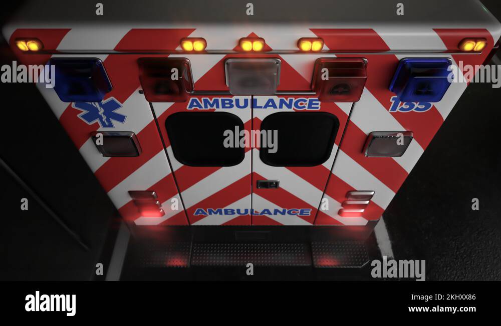 Ambulance truck lights flashing in a closeup. Seamless, looping ...