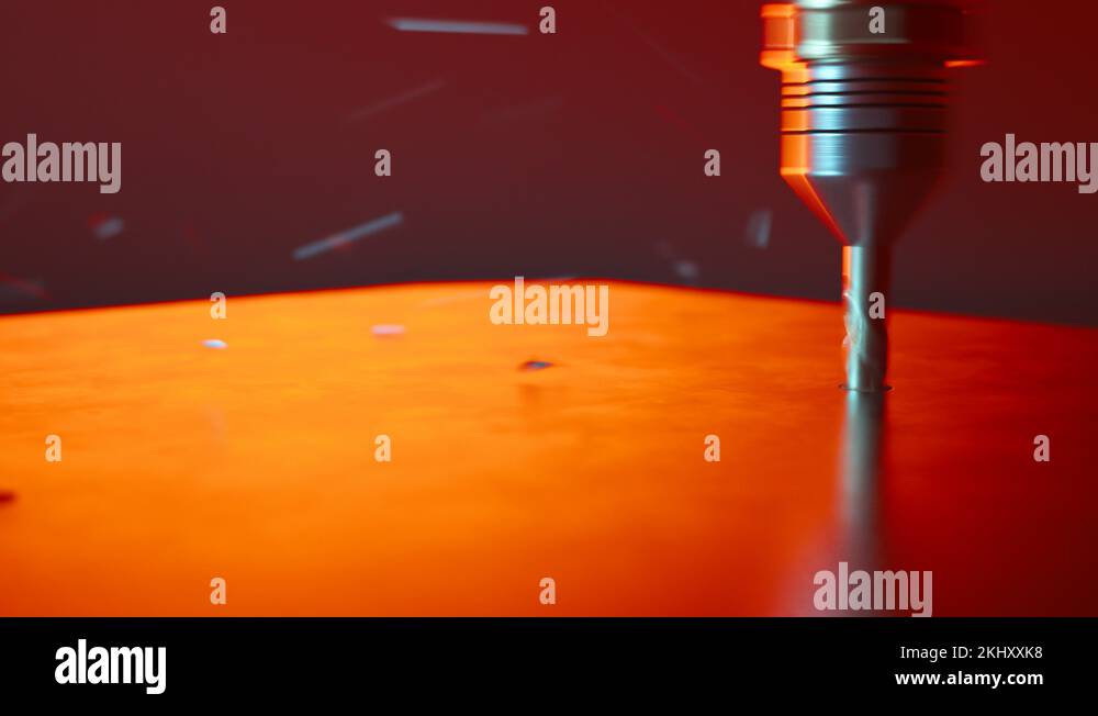 Advanced industrial CNC machine milling complex hole in a metal part ...