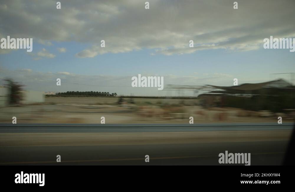 Driving on the Israeli highway in car interior in modern day Israel ...
