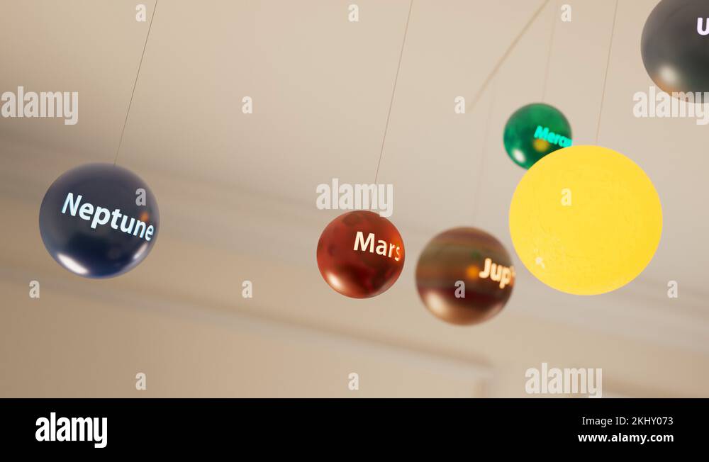Toy Solar system animation Planets on the spinning arms rotating around ...