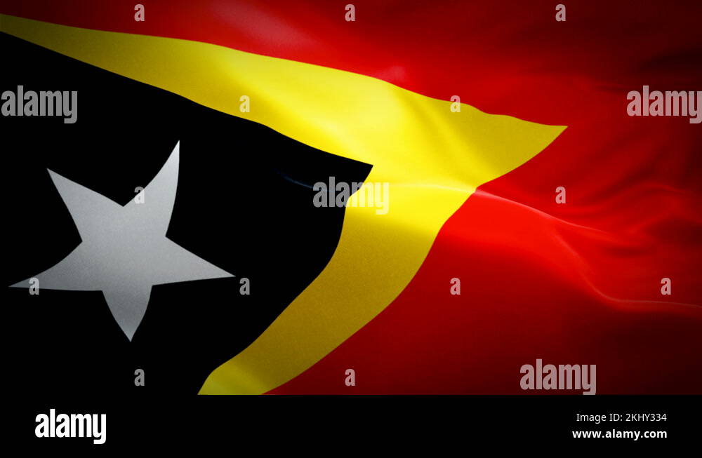 East Timor waving flag. National 3d Timor Leste flag waving. Sign of ...