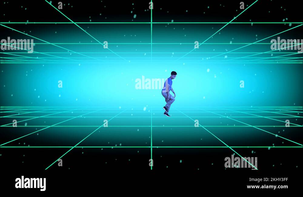 Boy doing hip-hop dance with synthwave background Stock Video Footage ...