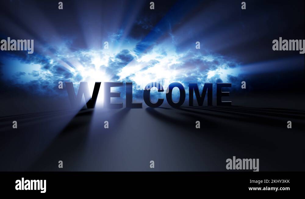 3D word animation of Welcome with blue light ray Stock Video Footage ...