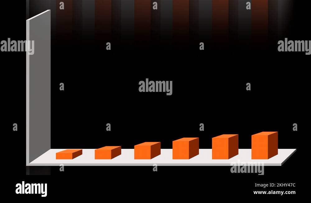 4k 3D animation of 2D vector bar graph chart showing a steady increase ...