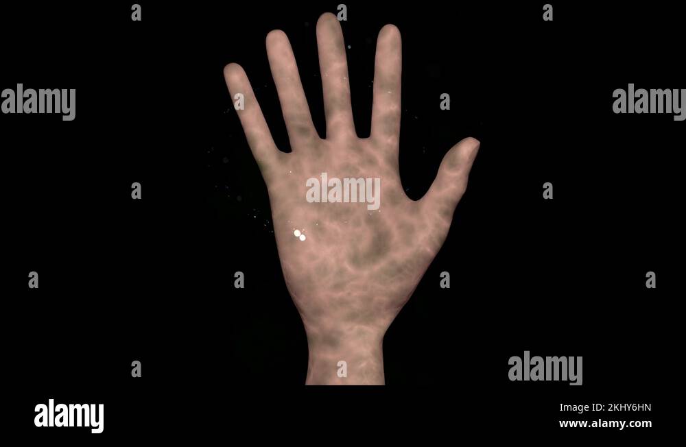 Dirty hand emitting germs , bacteria , viruses. 3d animation Stock ...