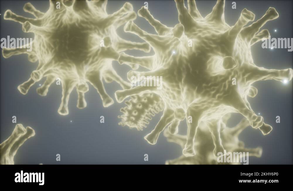 Bacteria virus or germs microorganism cells under microscope with depth ...