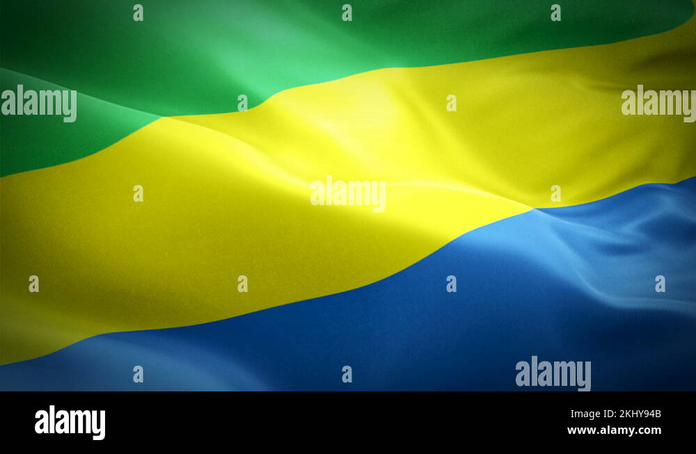 Gabon waving flag. National 3d ‎Gabonese flag waving. Sign of Gabon ...