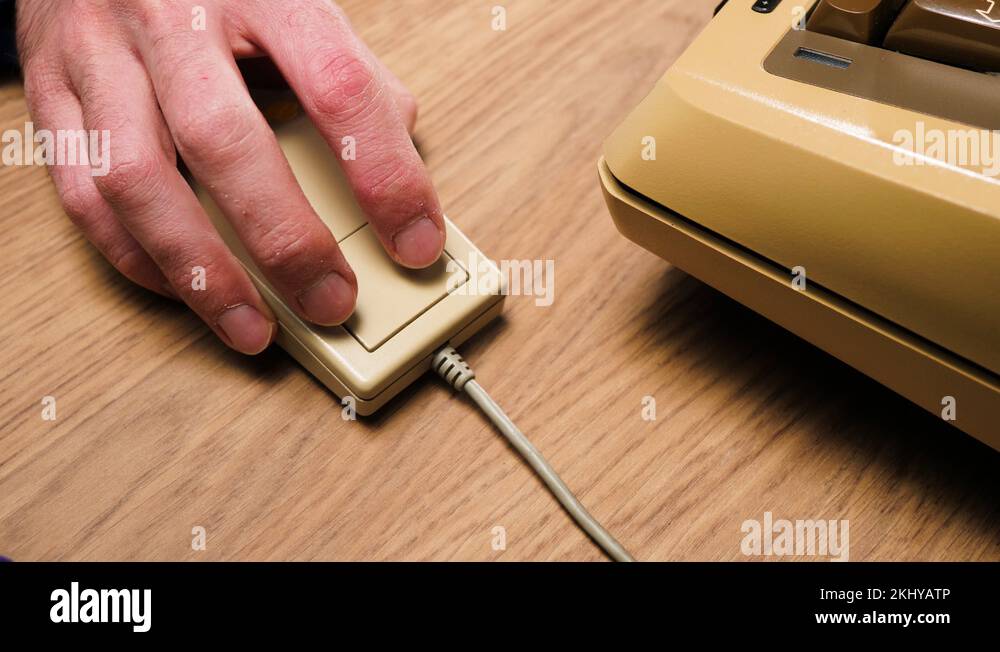 Vintage Computer Mouse from the 70s 80s Being Used on a Desk Stock ...