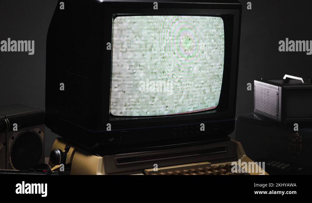 Static Noise on Old Retro Computer Monitor from 70s 80s Stock Video ...
