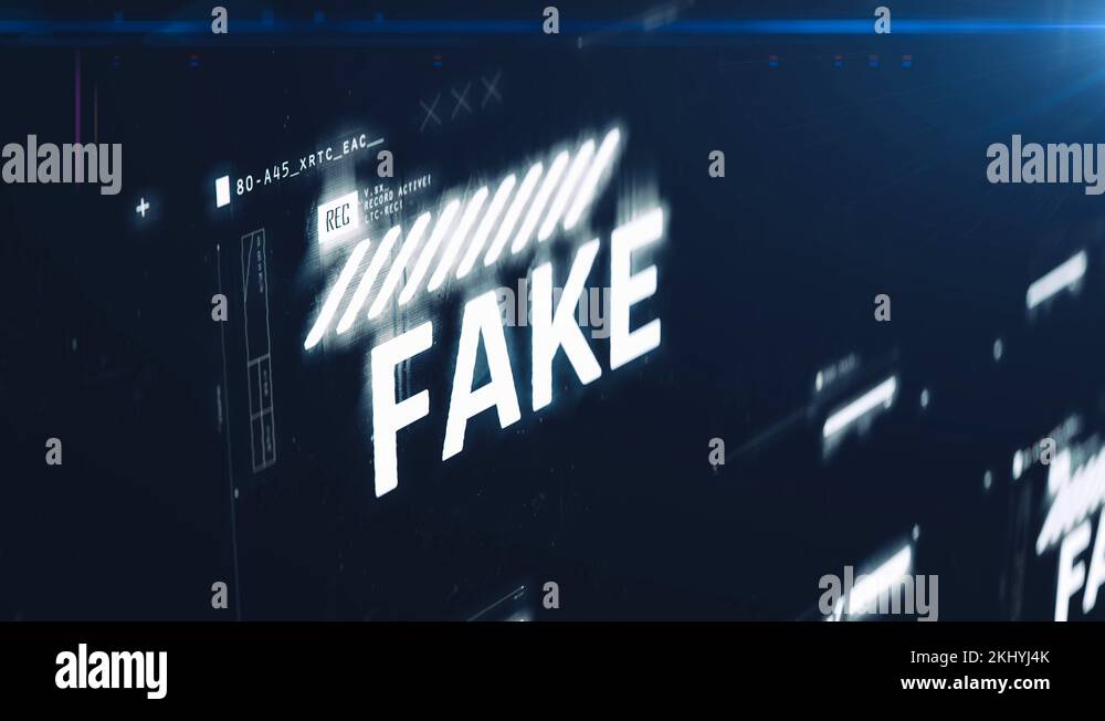 Fake fact text on abstract background, misleading information revealed ...