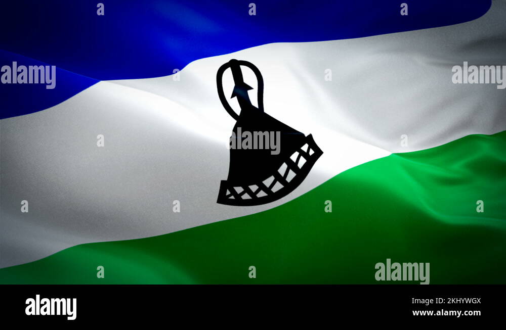 Lesotho waving flag. National 3d Mosotho flag waving. Sign of Lesotho ...