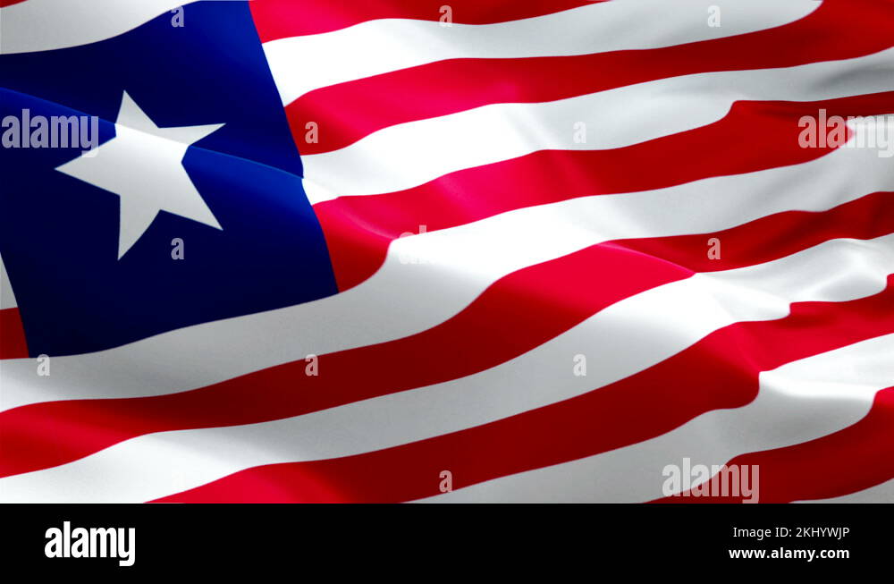 Liberia waving flag. National 3d Liberian flag waving. Sign of Liberia ...