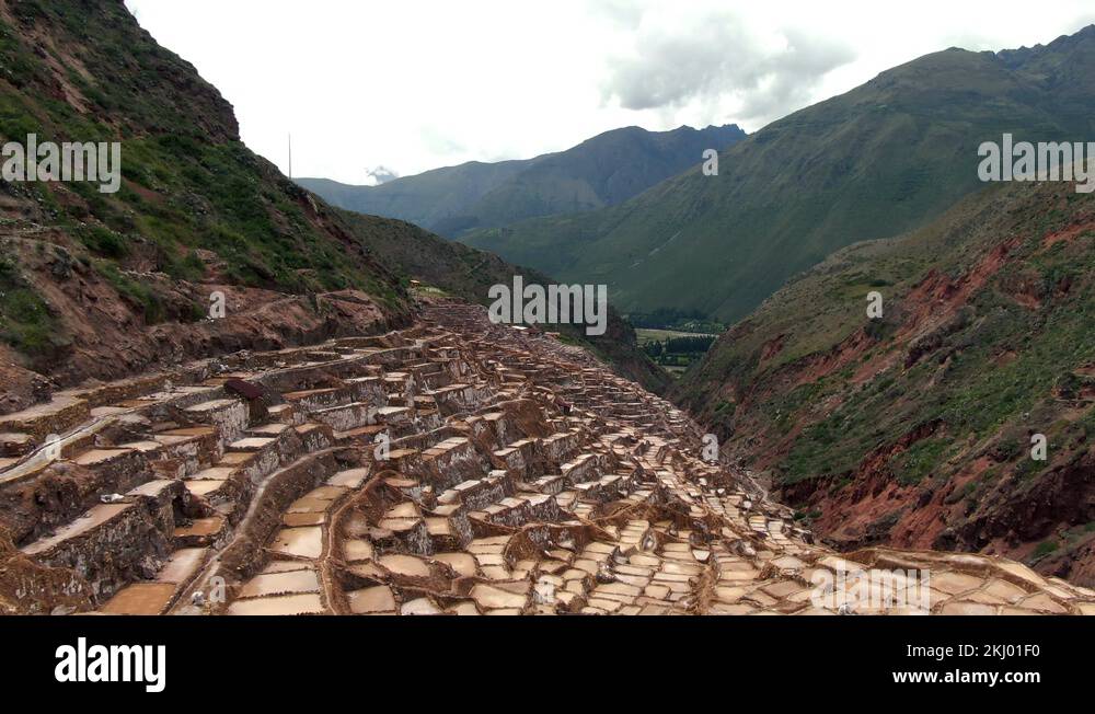 Maras Salt Mines in the Sacred Valley of the Incas, Cusco, Peru, Aerial ...