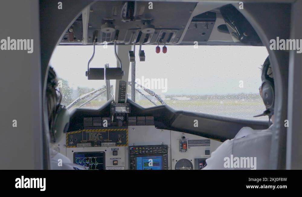 Small propeller plane cockpit - pulling a lever (Slow Motion Stock ...