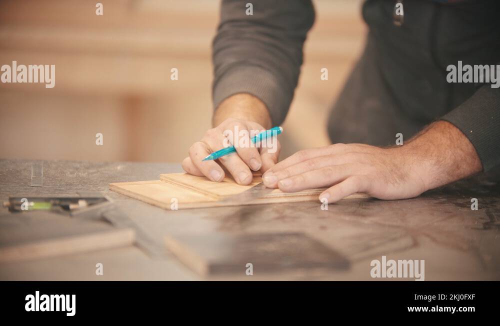 Carpentry working - making marks on the wood Stock Video Footage - Alamy