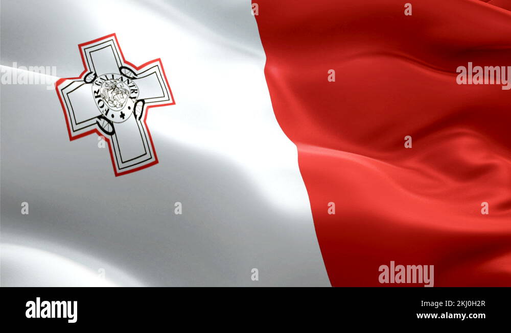 Malta island flag Motion Loop video waving in wind. Realistic Maltese ...