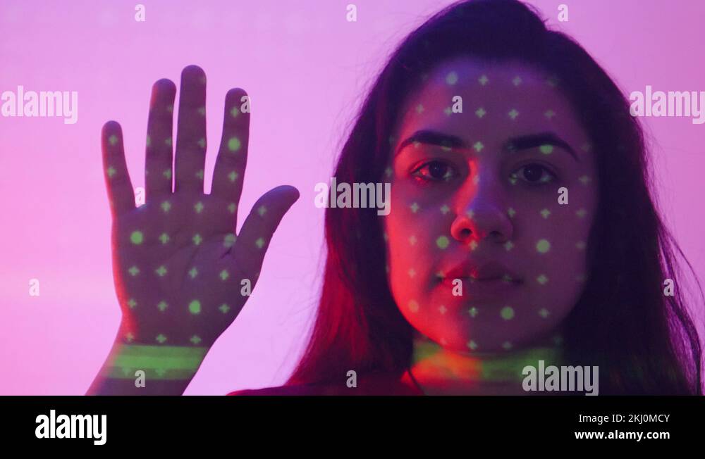 Biometric Scanner over Woman Face and Hand Stock Video Footage - Alamy