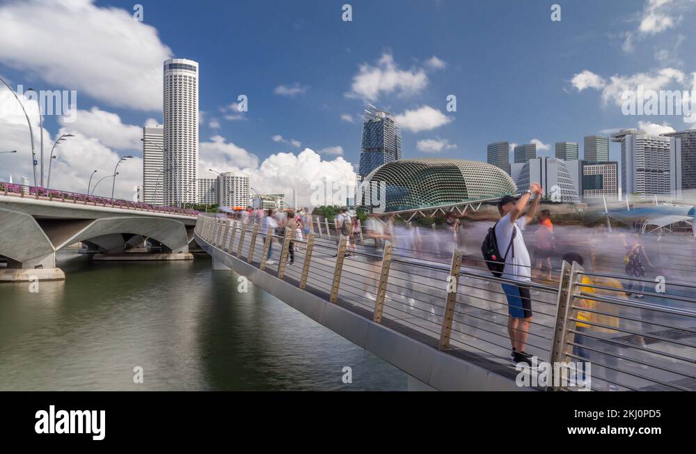 Esplanade Theatres domes behind Esplanade bridge near Esplanade Drive with Stock Video Footage ...