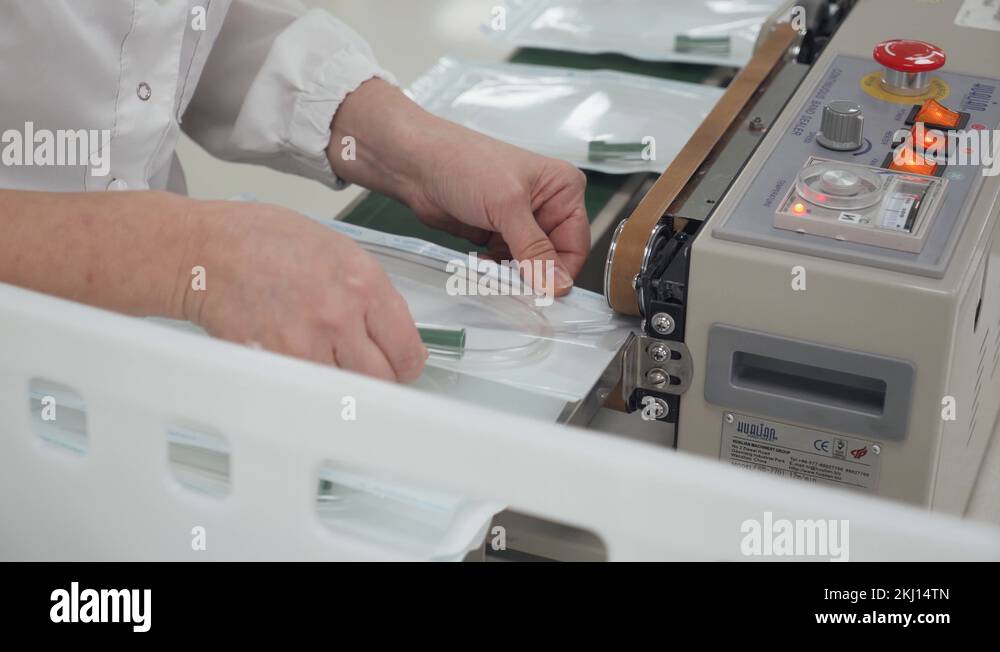 Production of medical oxygen equipment, woman at work, the process of ...