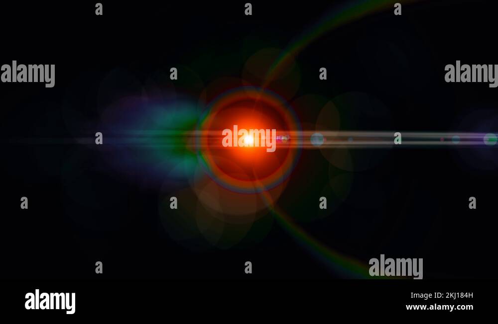 Lens flare effect on black background. Abstract Sun burst, sunflare For ...