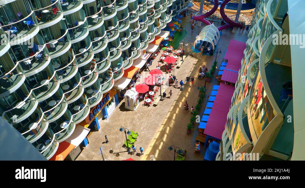 Staterooms hotel room balconies of Caribbean cruise ship in Labadee ...