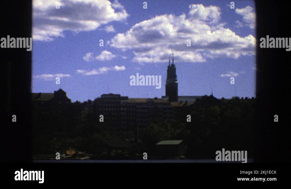 STOCKHOLM SWEDEN-1975: Beautiful Sky rise Building In The Blue Fluffy ...
