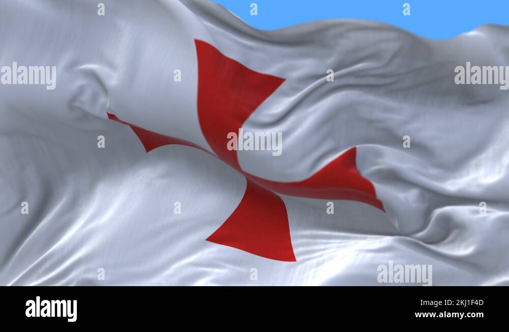 4k Knights Templar flag,knight cloth texture waving in blue sky ...