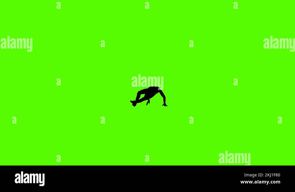 Breakdance silhouette footwork dancer dancing, slow motion, seamless ...