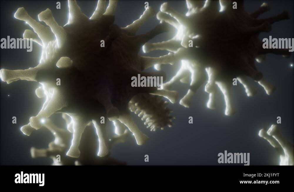 Bacteria virus or germs microorganism cells under microscope with depth ...