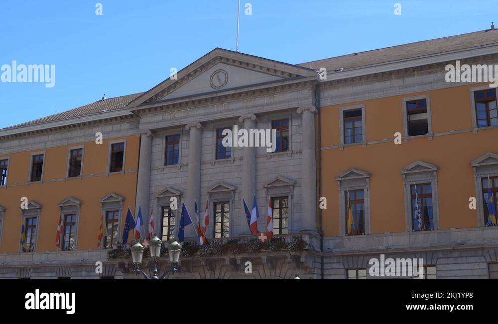 The facade with flags of the town hall Stock Videos & Footage - HD and ...