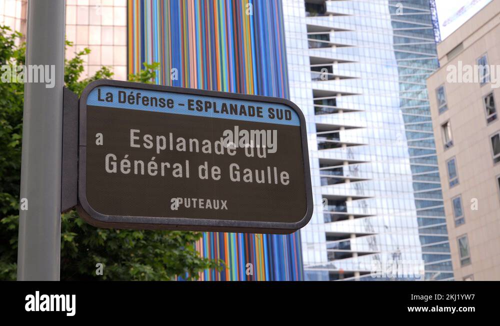 Esplanade du General de Gaulle sign in La Defense in Paris France Stock ...