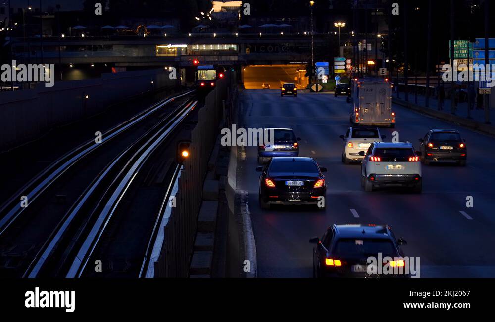 Cars driving with heavy traffic on the Peripherique, the parisian ring road Stock Video Footage ...