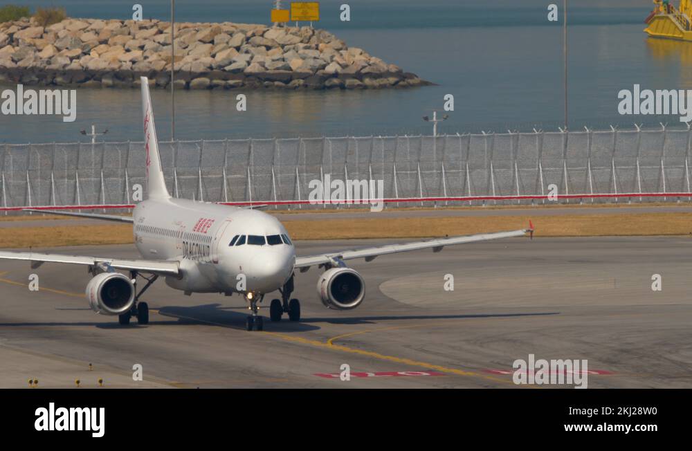 Airbus A320 turn ranway before departure from International Airport ...